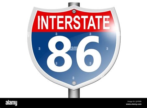 Interstate Highway 86 Road Sign Isolated On White Background 3d