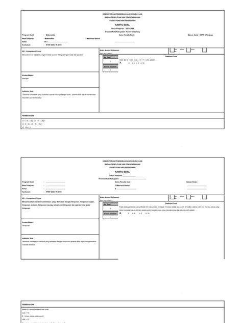 4 Kartu Soal Matematika Pdf