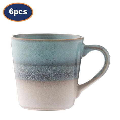 6pcs Mason Cash 400ml Fade Blue Stoneware Coffee Mugs