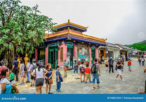 Tourists Are Visiting Ngong Ping Village It Is One Of The Most Popular