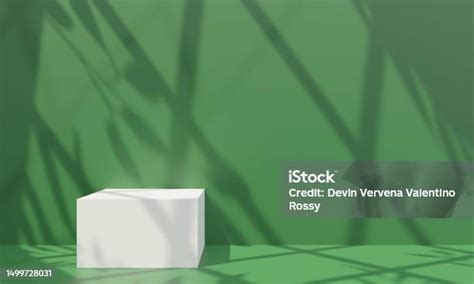 파스텔 녹색 배경에 3d 받침대 연단 이국적인 자연 잎 음영이 있는 미용 화장품 판촉 전시 전시회 3d 렌더링 그림 0명에 대한 스톡 사진 및 기타 이미지 Istock
