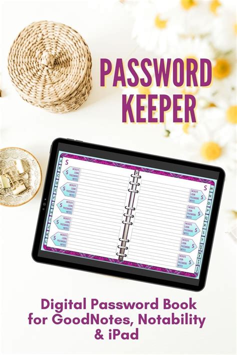 Digital Password Tracker Password Keeper Log With Hyperlinked Tabs For