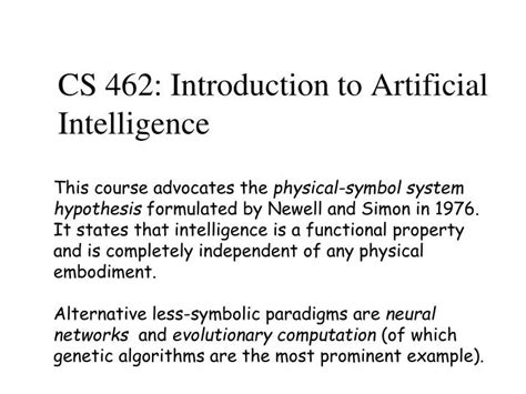 PPT CS Introduction To Artificial Intelligence PowerPoint Presentation ID