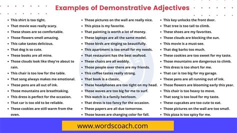 100 Examples Of Demonstrative Adjectives Word Coach