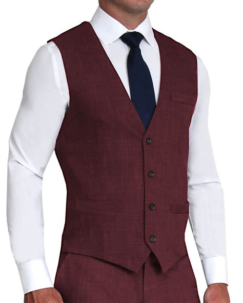 Athletic Fit Stretch Suit Vest Heathered Maroon