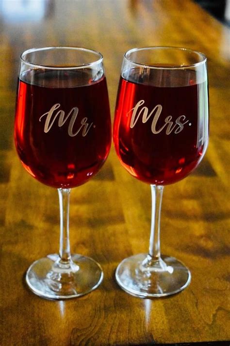 Personalized Wine Glasses Set Of Two Mr And Mrs Wine Glasses Ts