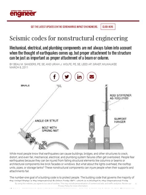 Consulting Specifying Engineer Seismic Codes For Nonstructural