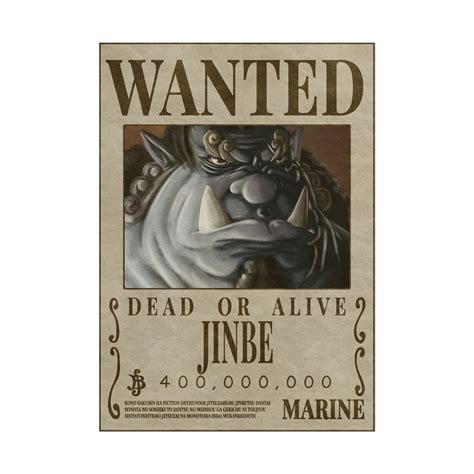 One Piece Jinbe Wanted Poster Etsy