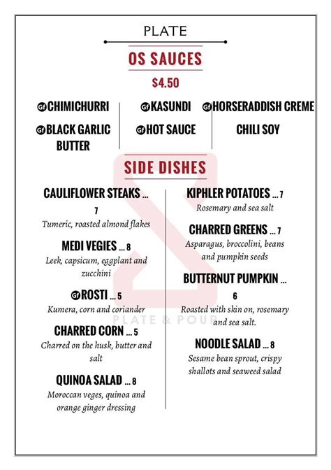 Menu At The Old South Restaurant Thirroul