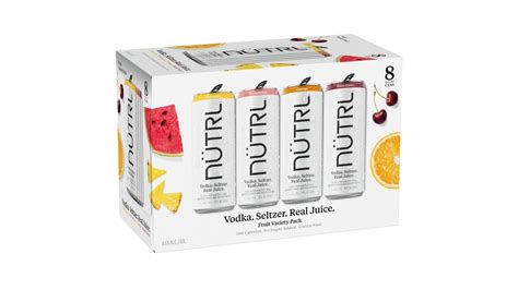 Nutrl Gluten Free Fruit Variety Pack Vodka Hard Seltzer Slim Cans 12