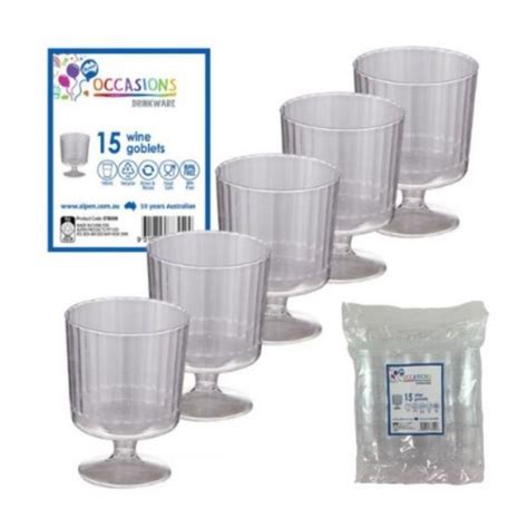 15pk Clear Plastic Wine Goblet 145ml I Love This Shop