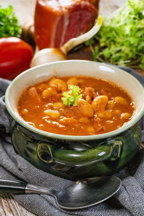 Baked Beans In Tomato Sauce Stock Image Image Of Spoon Wooden 276933087