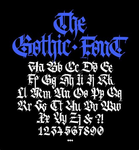 Gothic Vector Uppercase And Lowercase Letters On A Black Background