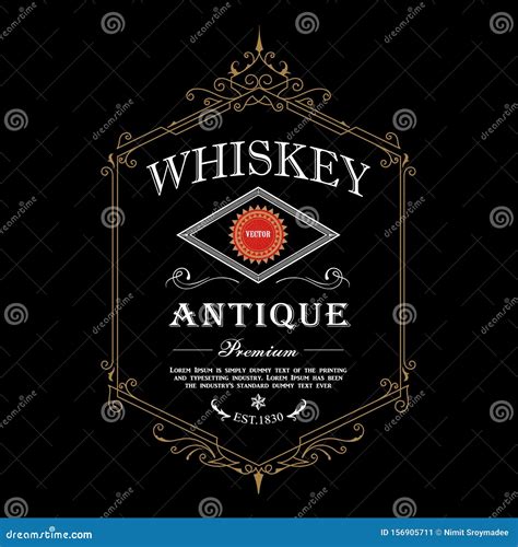 Antique Frame Whiskey Label Vintage Border Engraving Western Retro