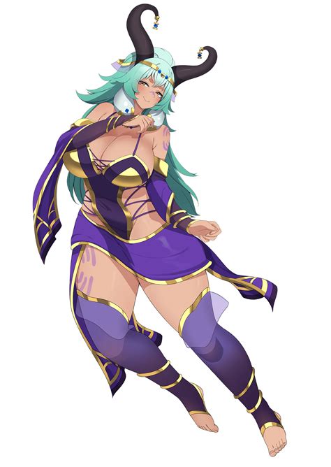 Valefal Coneri Azura Dulait Vallure Highres Official Art 1girl Black Horns Body Markings