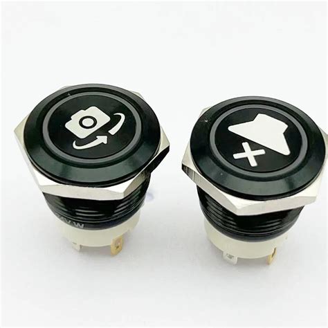 Custom Black Aluminum Lock Push Button Switch With Symbol Metal Push Button Switch And
