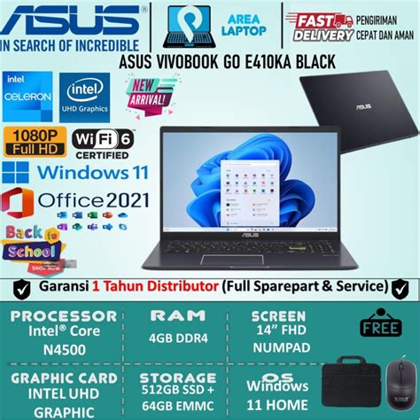 Jual Laptop Asus Vivobook Go E410ka Intel N4500 4gb 512gb Ssd 64gb