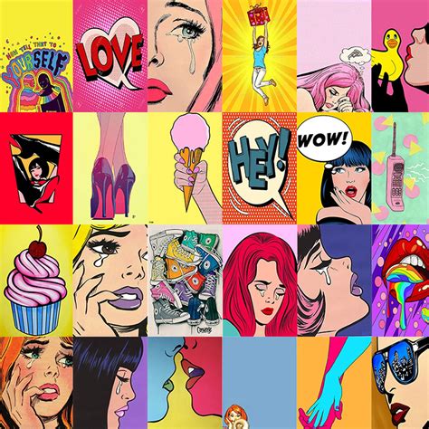 100 Pcs Retro Pop Art Wall Collage Kit Vintage Pop Art Photos Prints