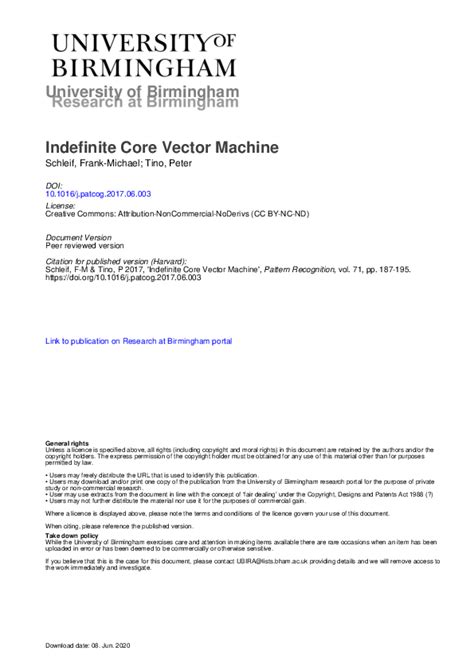 Pdf Indefinite Core Vector Machine