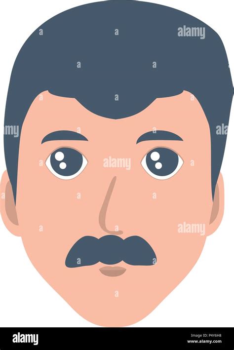 Hombre con bigote de dibujos animados sobre fondo blanco ilustración