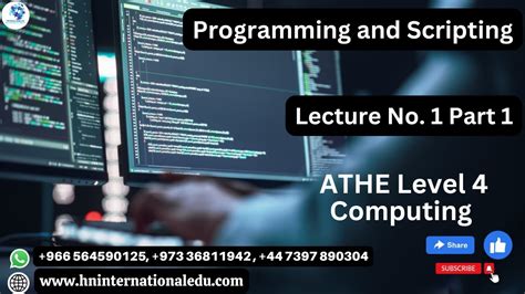 Programming And Scripting Lecture No 01 Part 1 Athe Level 4 Computing Youtube