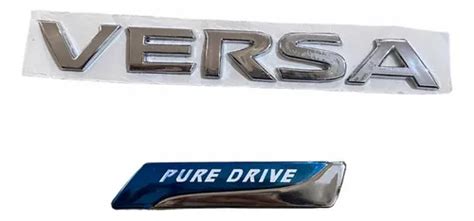 Emblemas Nissan Versa Y Pure Drive Letras Cromadas Cajuela Envío gratis