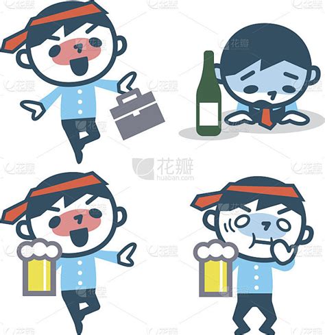 一组年轻的醉酒商人