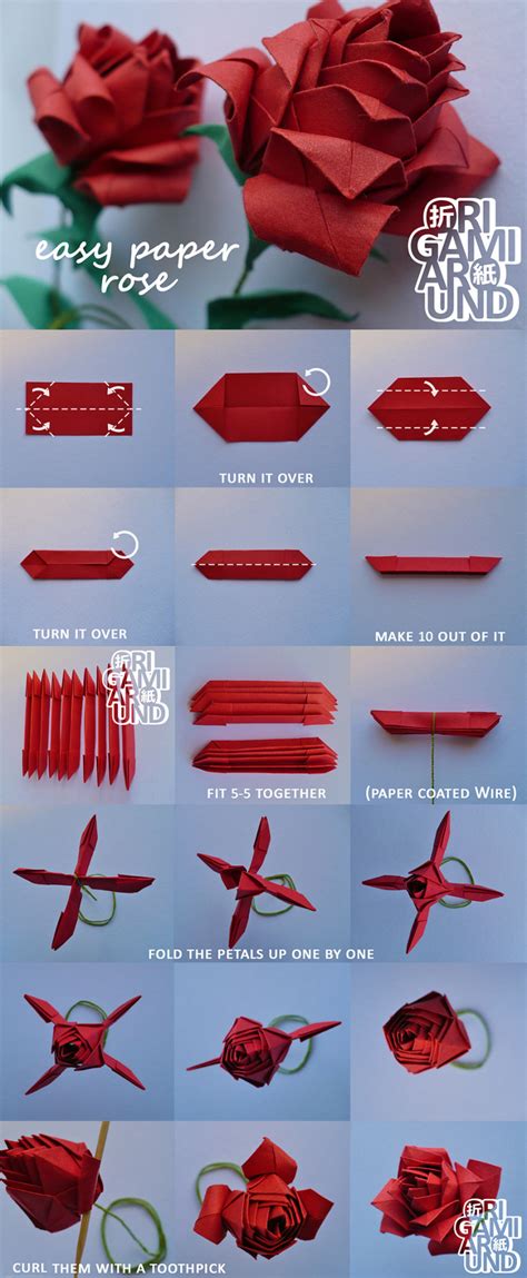 Easy Paper Redrose Tutorial By Origamiaround On Deviantart