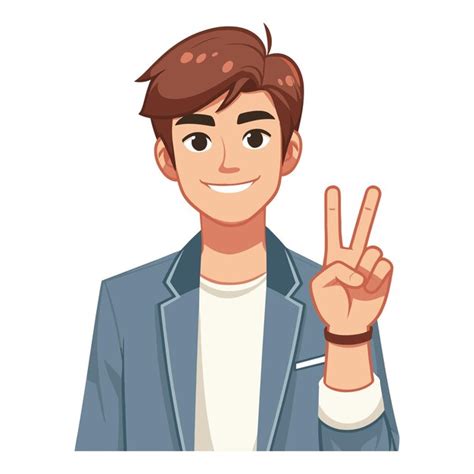 Premium Vector Man Showing Peace Sign Design Illustration Happy Male
