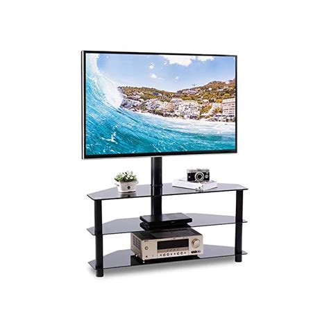 Buy Rfiver Swivel Glass TV Stand With Mount For 32 70 Inch Flat Or