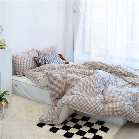 순수 유기농 깅엄 체크 오가닉코튼 알러지케어 차렵이불 베이지 Ss Q K Lk Ek 1658464485 그래이불