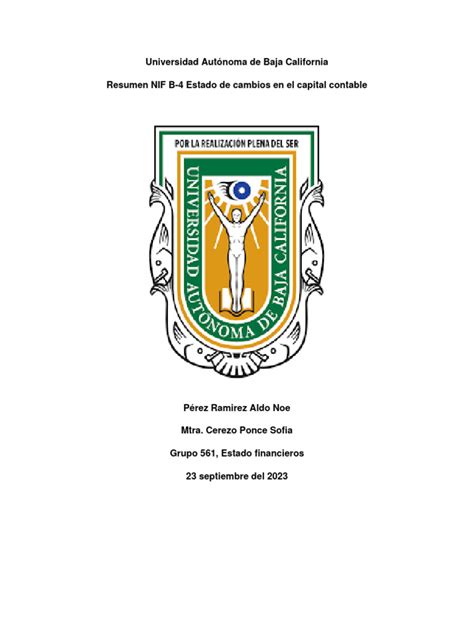 Nif B4 Estado De Cambios En El Capital Contable Pdf