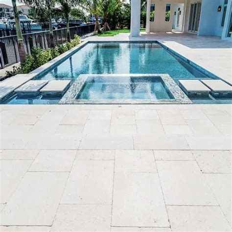 Caliza White Limestone Pool Coping Drop Face