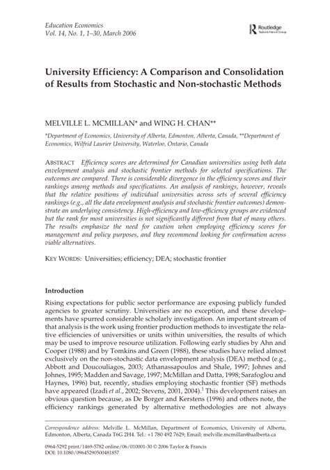 Pdf University Efficiency A Comparison And Consolidation Of Results
