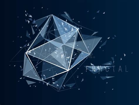 Mesh Object Fractal Design With Connected Lines Vector Abstract Background Low Poly Polygonal