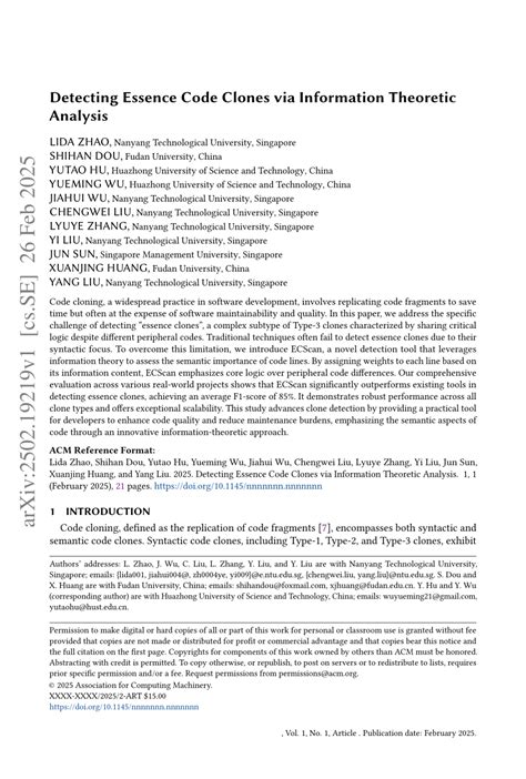 Pdf Detecting Essence Code Clones Via Information Theoretic Analysis