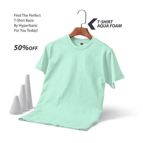 Jual Baju Kaos Polos Pria Tangan Pendek Warna Aqua Foam Cotton Combed