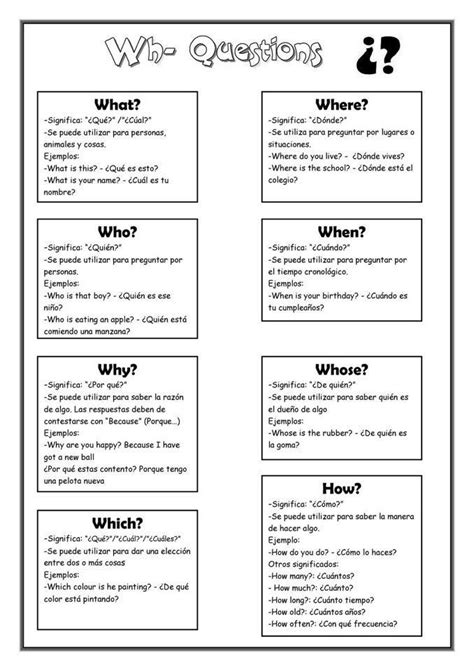 Inglés Nivel Wh Questions