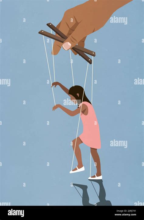 Hand Controlling Girl On Puppet Strings Stock Photo Alamy