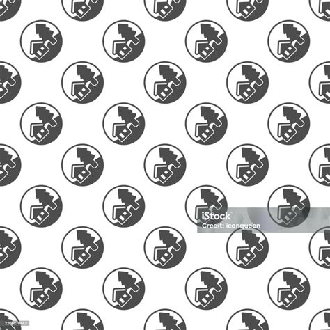 코티지 건물과 전나무 단단한 완벽 한 패턴 생태 관광 테마 벡터 그래픽입니다 배경이 있는 숲 나무 표지판이 있는 시골집 글리프 아이콘을 반복합니다 0명에 대한 스톡 벡터