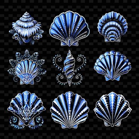 Premium Psd A Collection Of Sea Shells And A Black Background With A