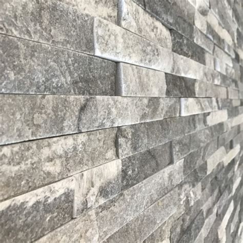 Silver Grey Quartz Z Shape Split Face Wall Cladding Sample