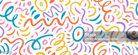 Colorful Squiggly Lines Seamless Pattern Stock Illustration Download