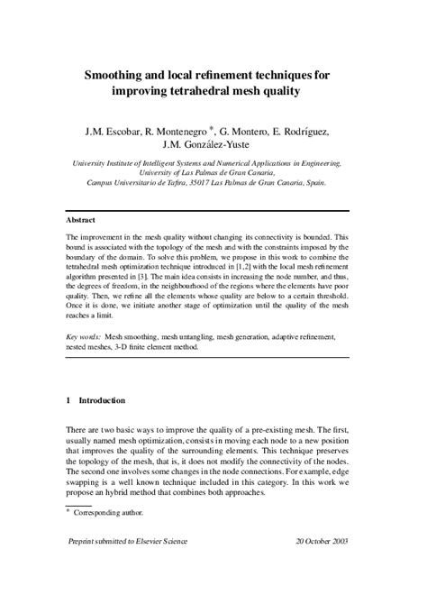Pdf Smoothing And Local Refinement Techniques For Improving