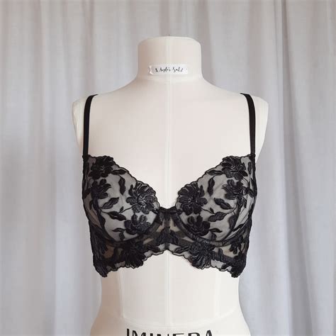 Embroidered Lace Lingerie Set Black Bustier Sexy Panties Sheer Thong