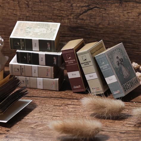 Mini Vintage Kraft Paper Matchbox Notebook Illustr Grandado