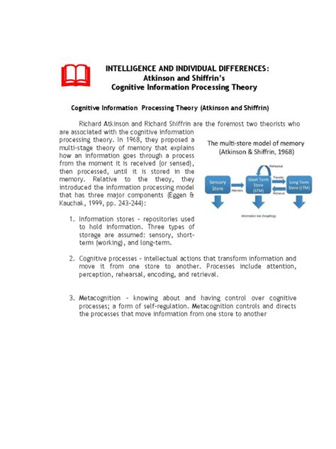 Atkinson And Shiffrins Cognitive Information Processing Theory Pdf Memory Information