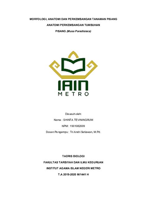 Doc Morfologi Anatomi Dan Perkembangan Tanaman Pisang Shinta Teviningrum