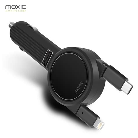 Chargeur Allume Cigare 3en1 Moxie Power Retract Supporte La Charge Rapide 3 1A Permets De
