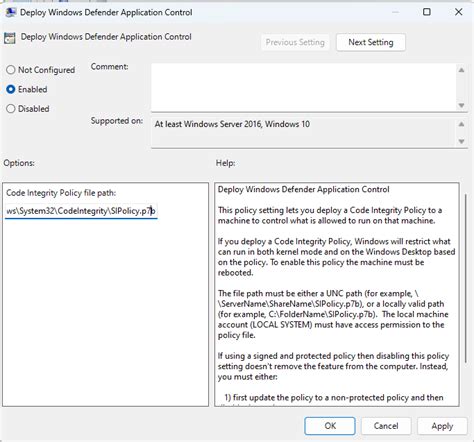 i can t get windows defender application control policy working in